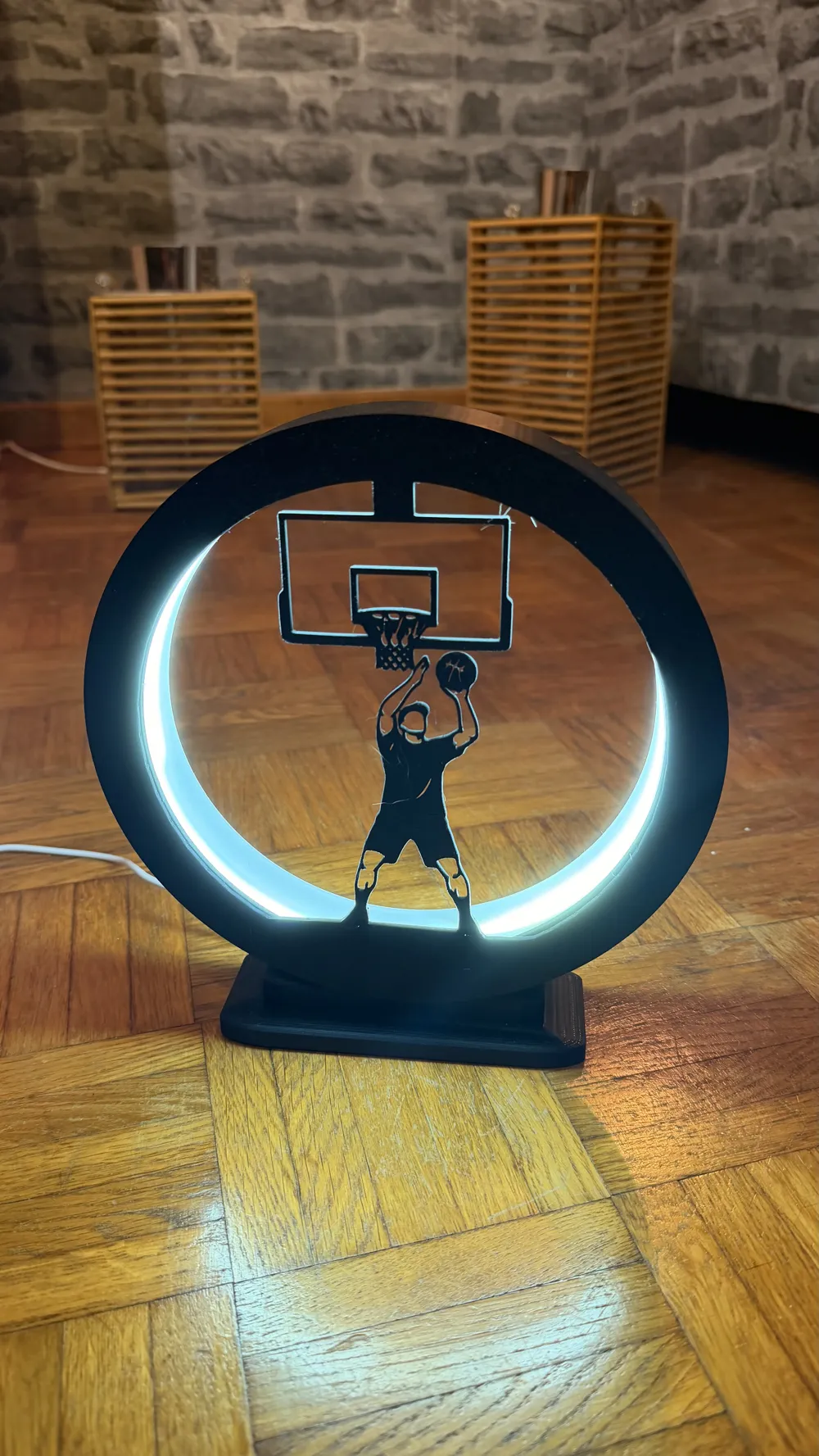 LED Ring Lamp v3 including frame with Basketball motif - Free 3D Print ...