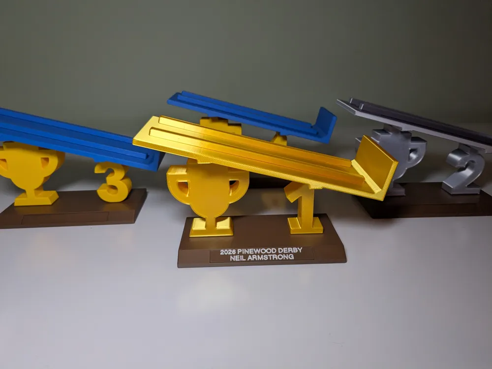 Pinewood Derby Trophy and Display Stand - Free 3D Print Model - MakerWorld