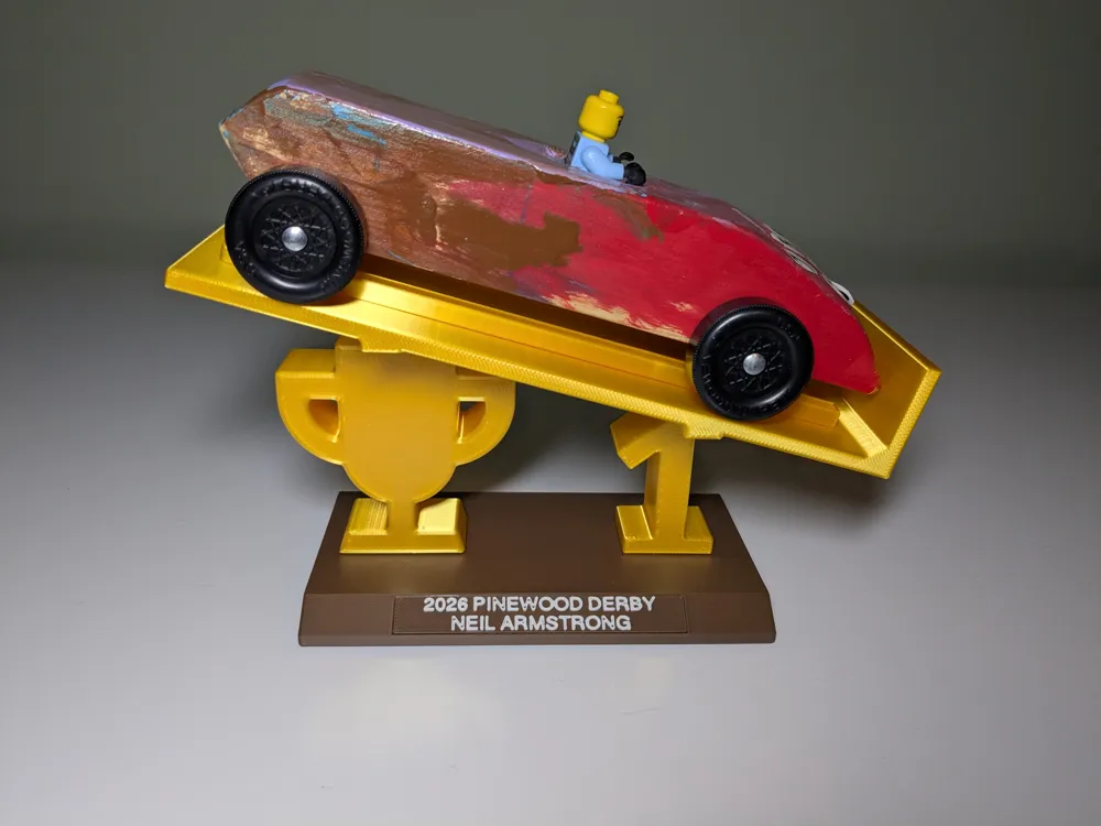 Pinewood Derby Trophy and Display Stand - Free 3D Print Model - MakerWorld