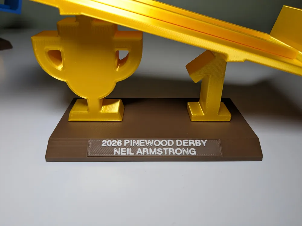 Pinewood Derby Trophy and Display Stand - Free 3D Print Model - MakerWorld