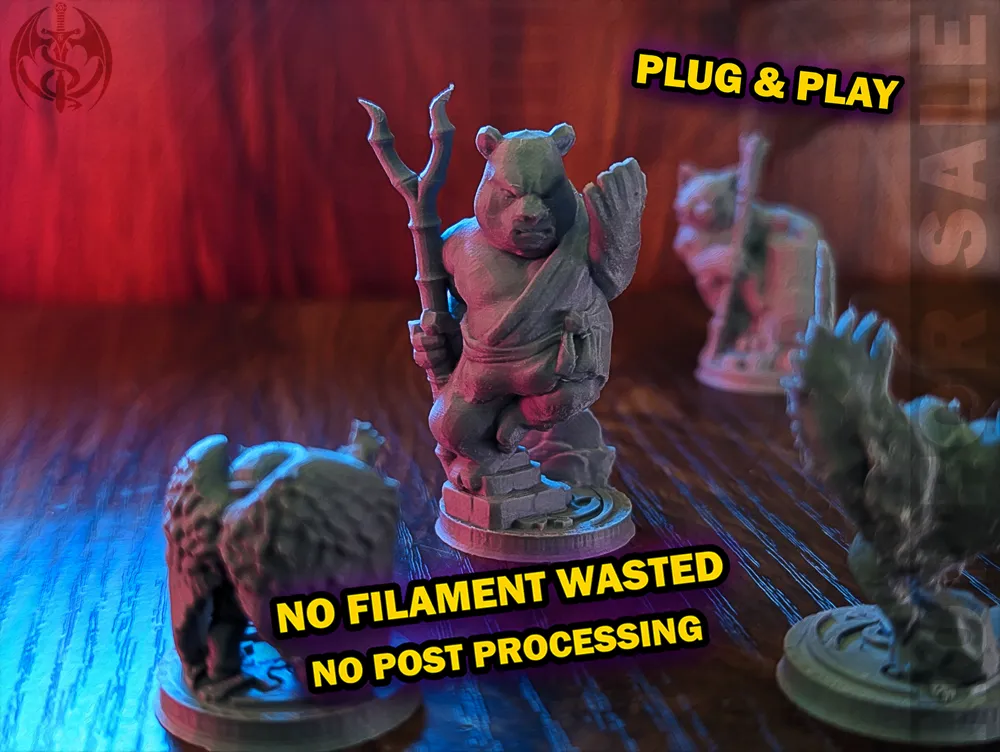 Panda Monk Pack - Supportless DnD Miniatures - Free 3D Print Model ...