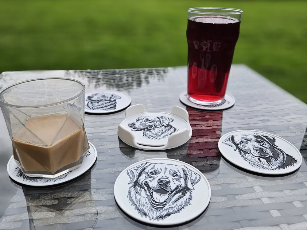 Golden Retriever Coaster Set - Hueforge by nidO - MakerWorld