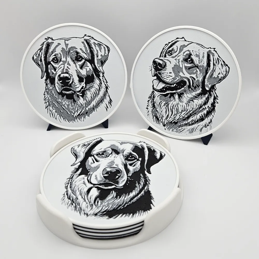 Golden Retriever Coaster Set - Hueforge by nidO - MakerWorld