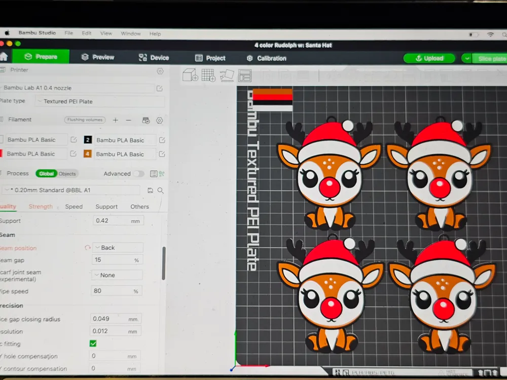 4 Color Baby Rudolph Santa Hat Christmas Ornament by MikeGTP - MakerWorld