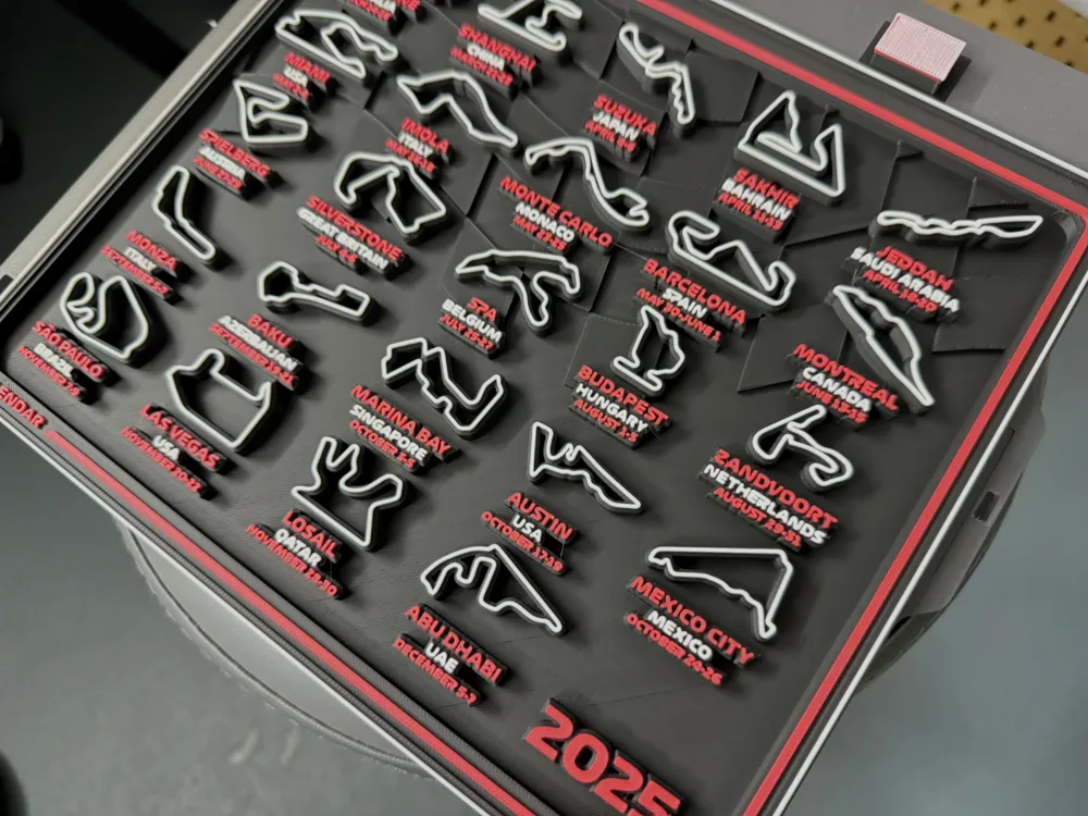 F1 Season 2025 calendar with weekend dates by Formstube MakerWorld ...