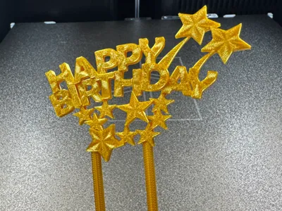 Happy Birthday Cake Topper Stars - Free 3D Print Model - MakerWorld