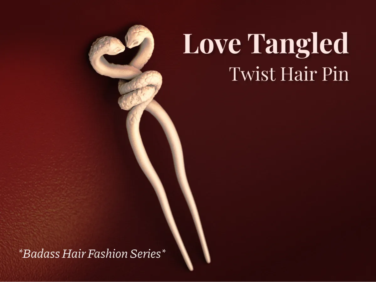 Love Tangled - Snake Hairpin - Free 3D Print Model - MakerWorld