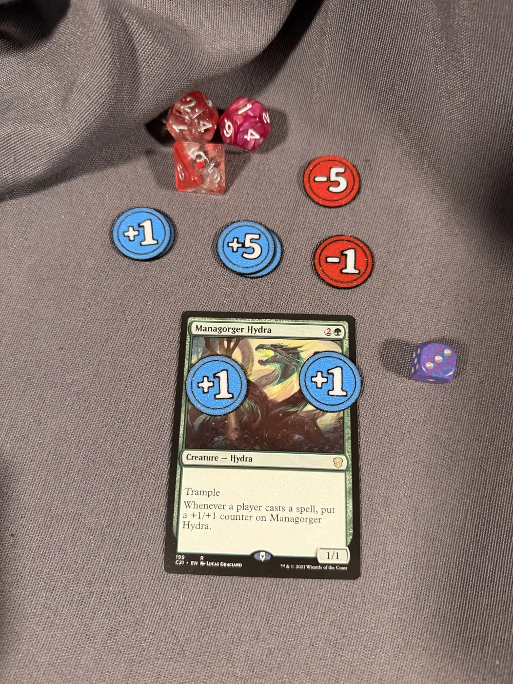 Magic Counter Tokens (+1 / +5 / -1 / -5) - Free 3D Print Model - MakerWorld