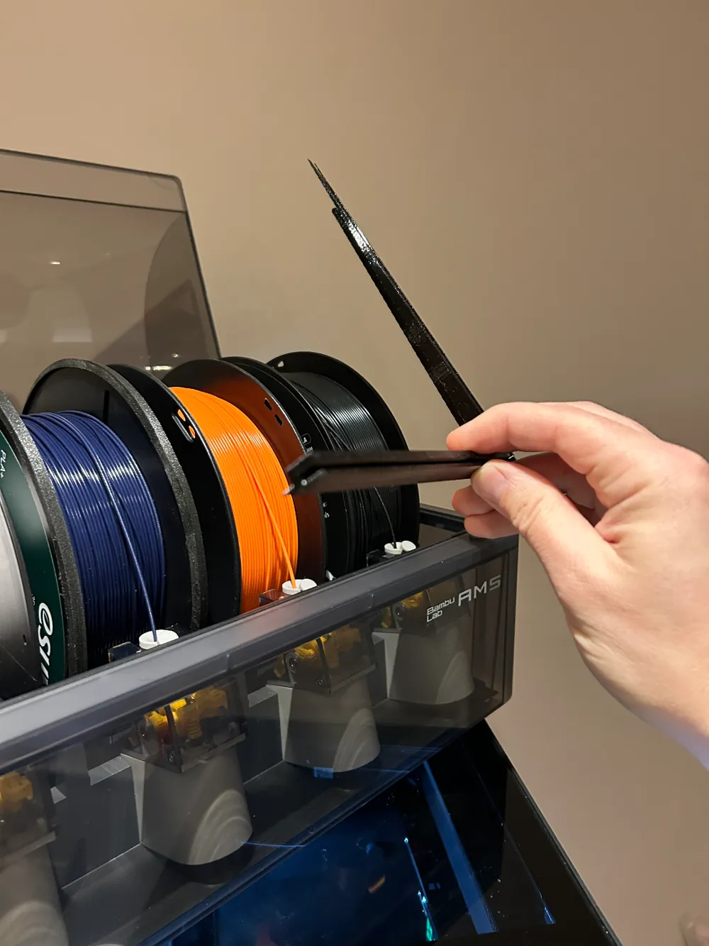 Bambulab ams lid wedge riser for allowing use of taller spools while ...