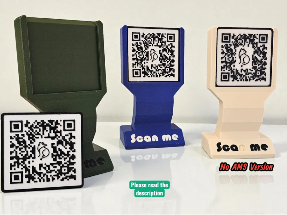 Customisable QR Code Stand (AMS & No-AMS Versions) - Free 3D Print ...
