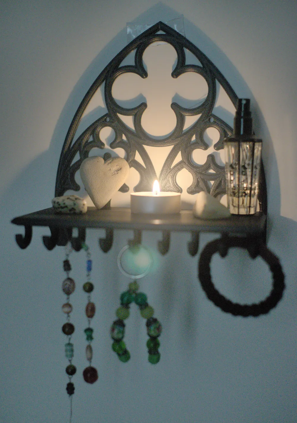 Gothic Arch Window Shelf with Hooks - Free 3D Print Model - MakerWorld