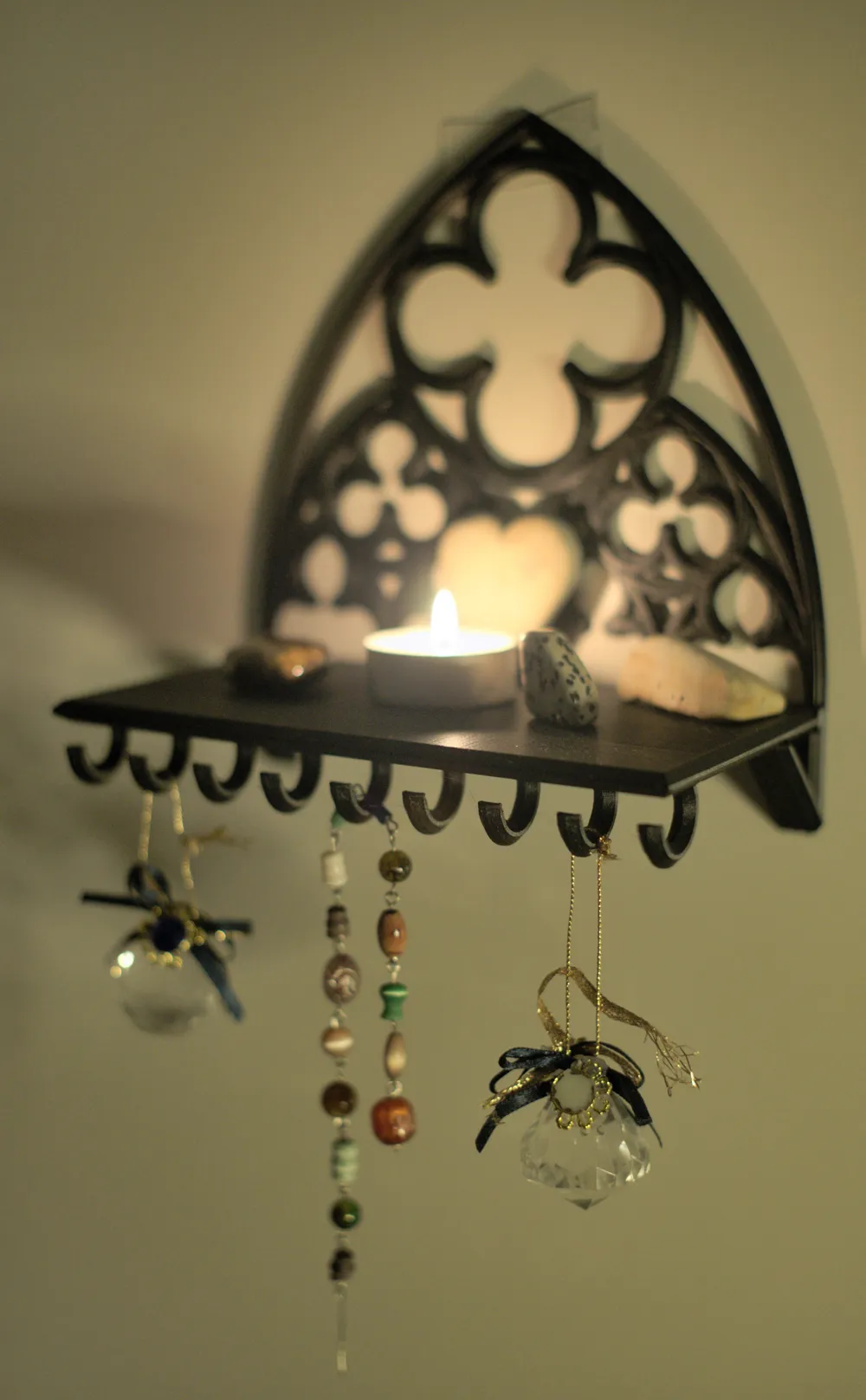 Gothic Arch Window Shelf with Hooks - Free 3D Print Model - MakerWorld