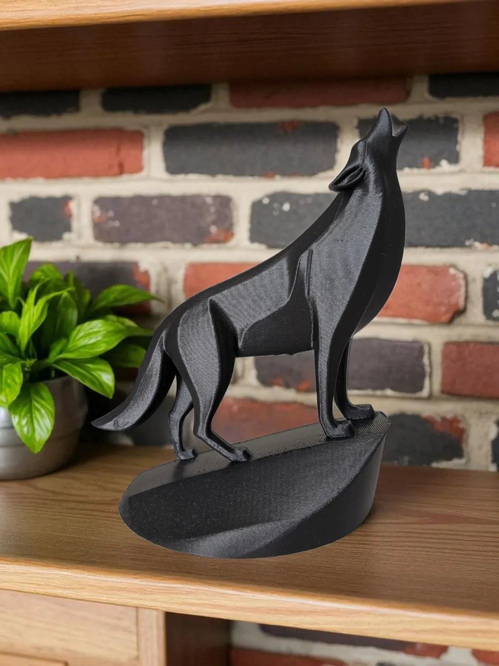 Unique Minimalist Howling Wolf on Pedestal - Free 3D Print Model - MakerWorld