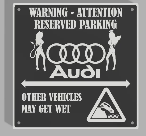 Audi Parkingsign V.3 with angel and Devil by 3D Print Wolf - MakerWorld