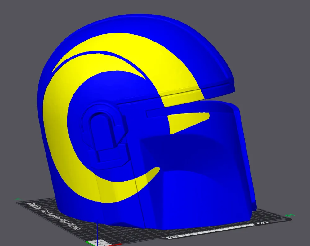 Los Angeles Rams Mandalorian Helmet Remixed by SmokieMcagee - MakerWorld