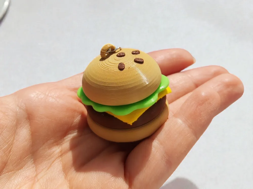 Mini Burger Keychain – Cute Multi-Color Design - Free 3D Print Model ...