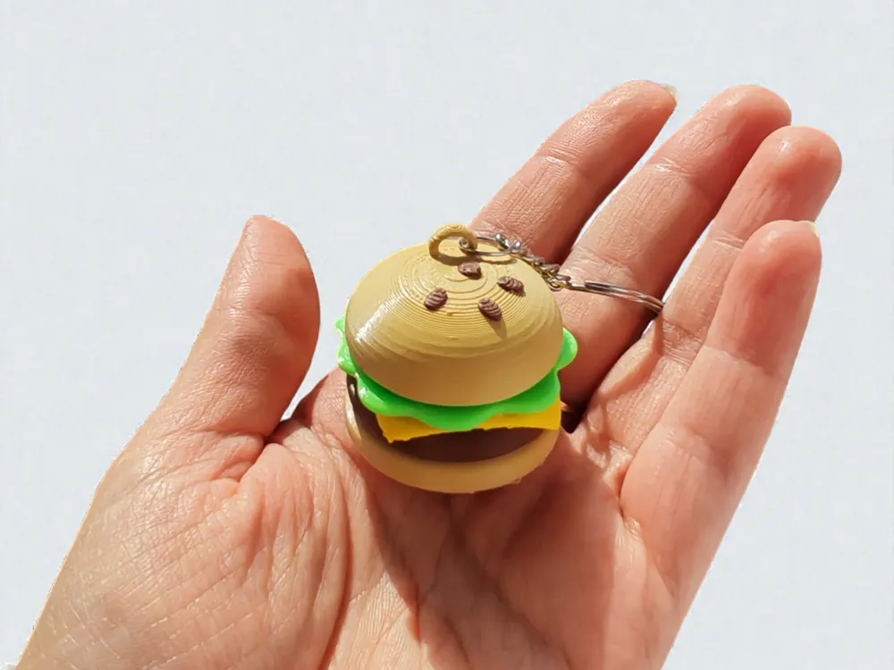 Mini Burger Keychain – Cute Multi-Color Design - Free 3D Print Model ...