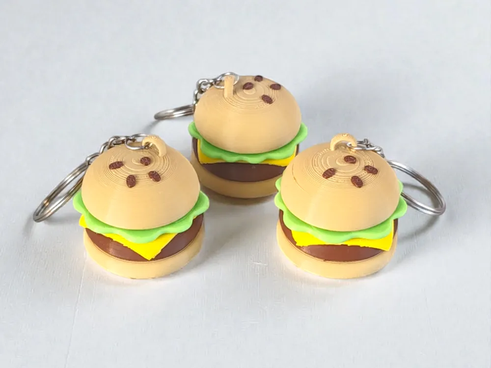 Mini Burger Keychain – Cute Multi-Color Design - Free 3D Print Model ...