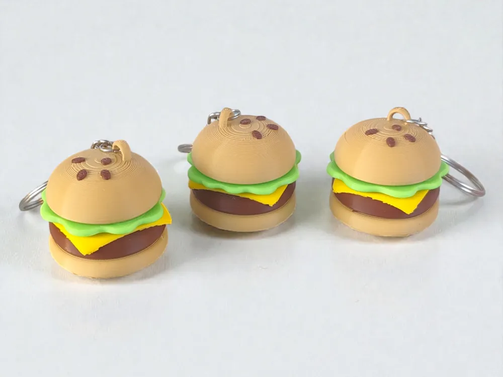 Mini Burger Keychain – Cute Multi-Color Design - Free 3D Print Model ...
