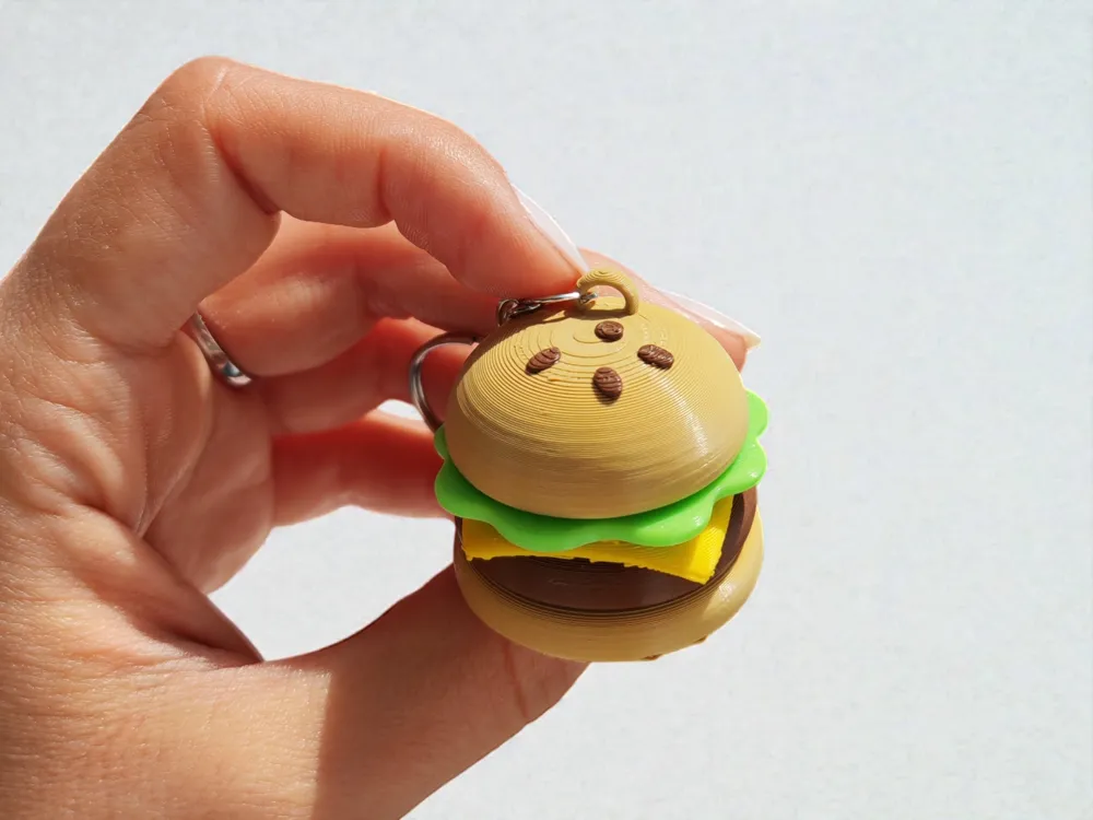 Mini Burger Keychain – Cute Multi-Color Design - Free 3D Print Model ...