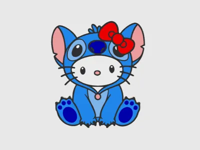 Hello Kitty + Stitch 2D - Free 3D Print Model - MakerWorld