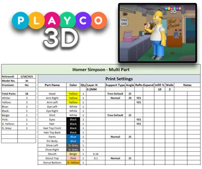 Homer Simpson - Multi-Part by Playco3D MakerWorld: Download Free 3D Models