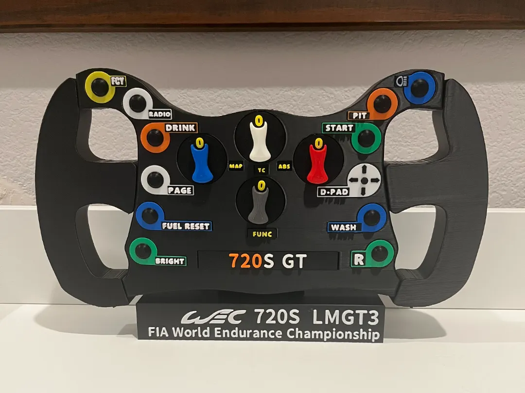 WEC Mclaren 720S LMGT3 Steering Wheel - Free 3D Print Model - MakerWorld