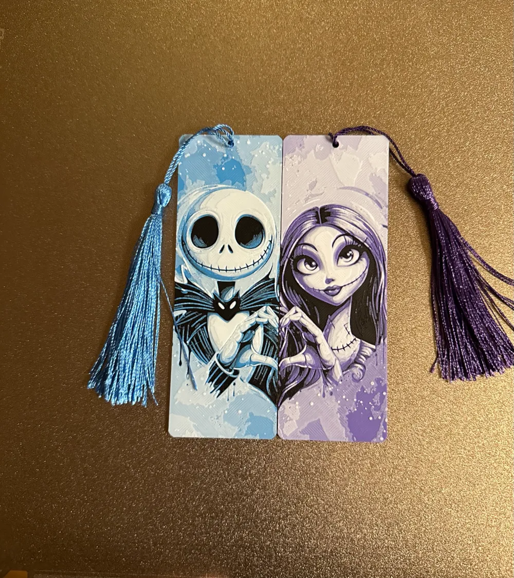 Jack and Sally Valentine His/Her Bookmarks - Free 3D Print Model ...