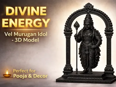 Lord Murugan Statue with Ornate Arch - Free 3D Print Model - MakerWorld