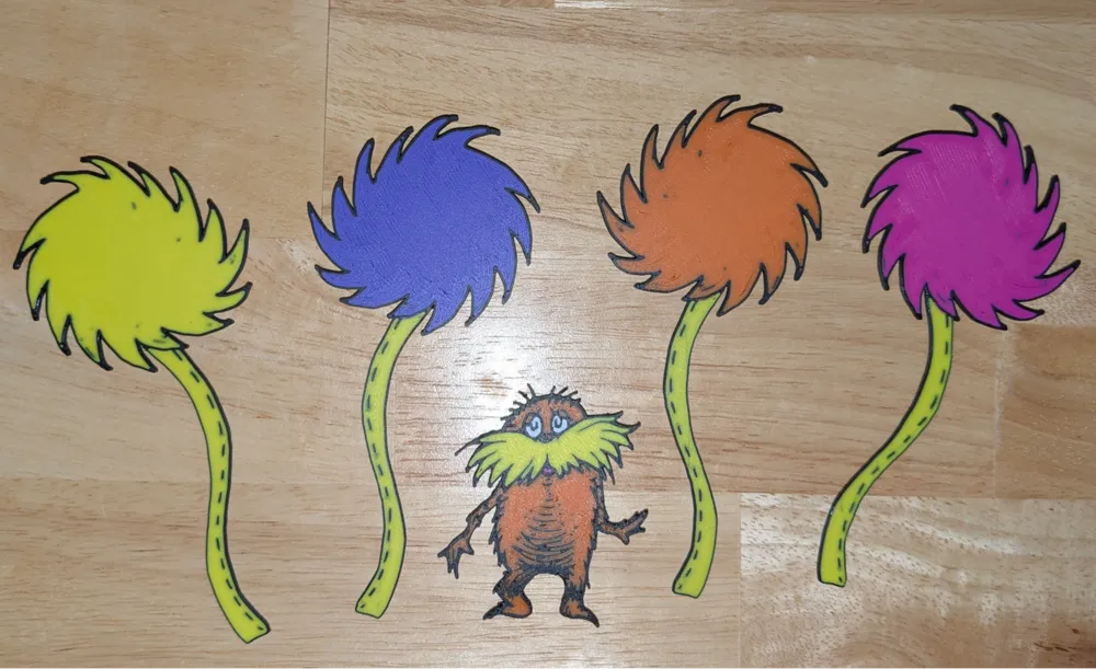 Lorax and Truffula Tree Magnets by dq MakerWorld: Download Free 3D Models