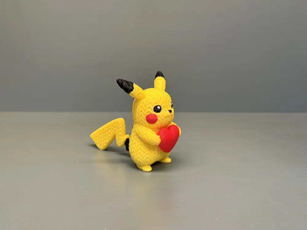 Cute Knitted Pikachu – Valentine’s Day Edition - Free 3D Print Model ...
