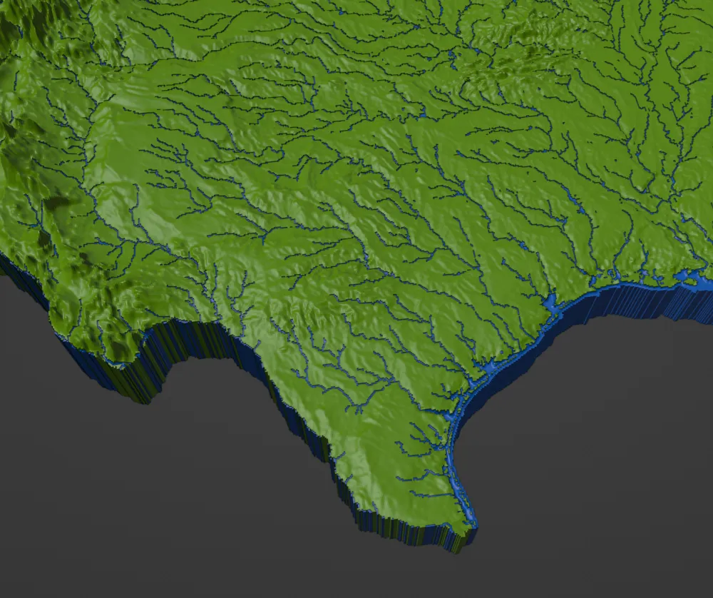 Contiguous USA Topographic Map with River and Sea by Anson Liu - MakerWorld