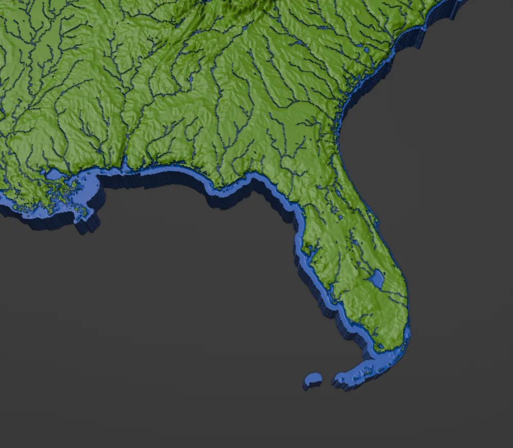 Contiguous USA Topographic Map with River and Sea by Anson Liu - MakerWorld