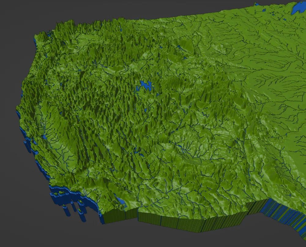 Contiguous USA Topographic Map with River and Sea by Anson Liu - MakerWorld