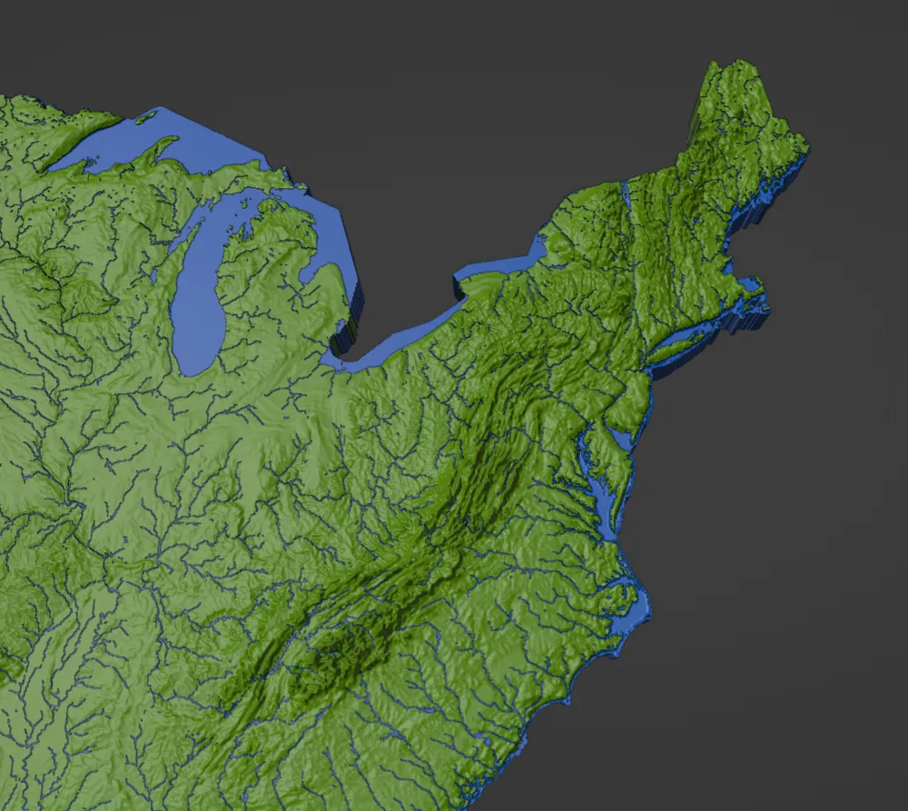 Contiguous USA Topographic Map with River and Sea by Anson Liu - MakerWorld