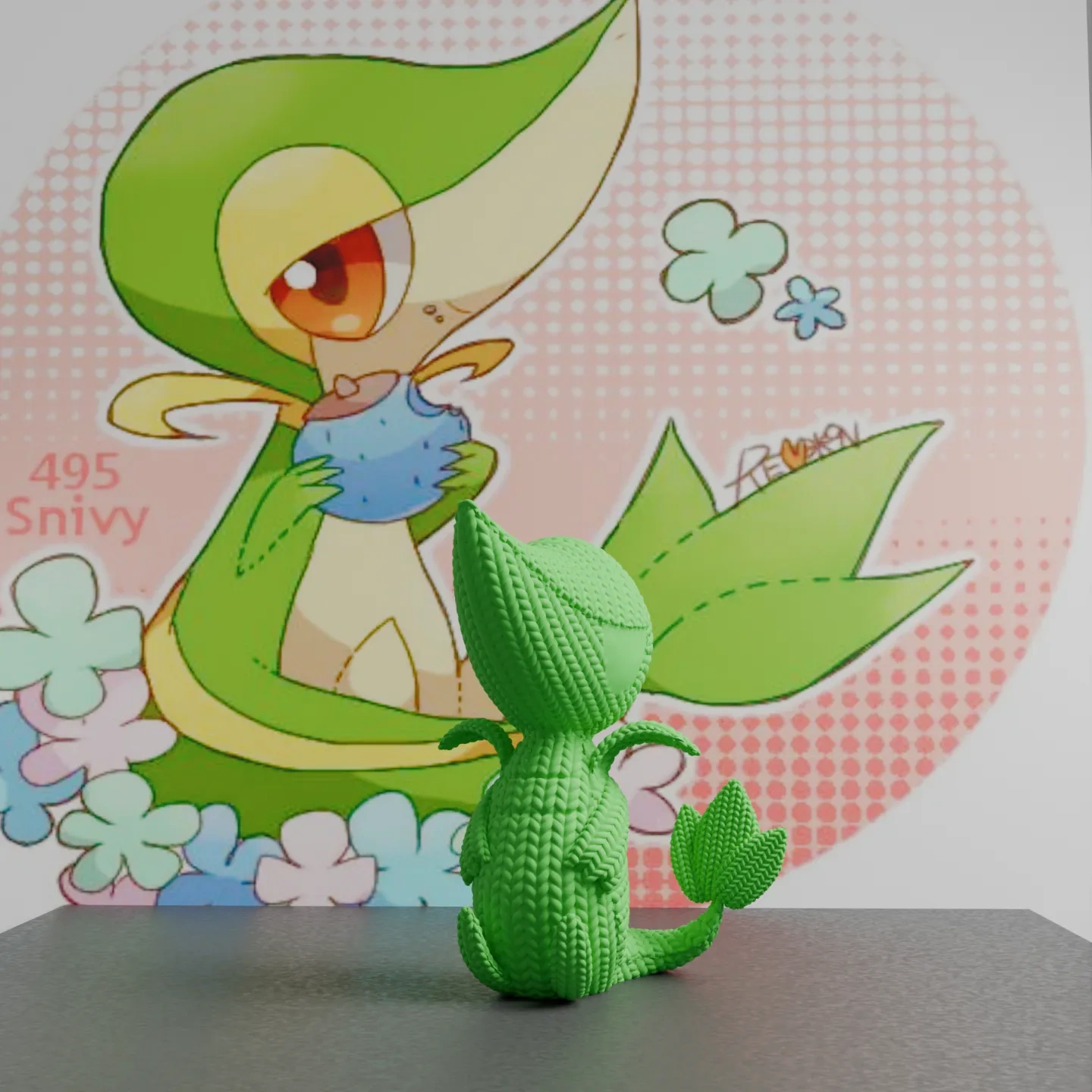 It's getting cold, why not knit a Snivy? (9.5cm high, 23g) by liupeiyty ...