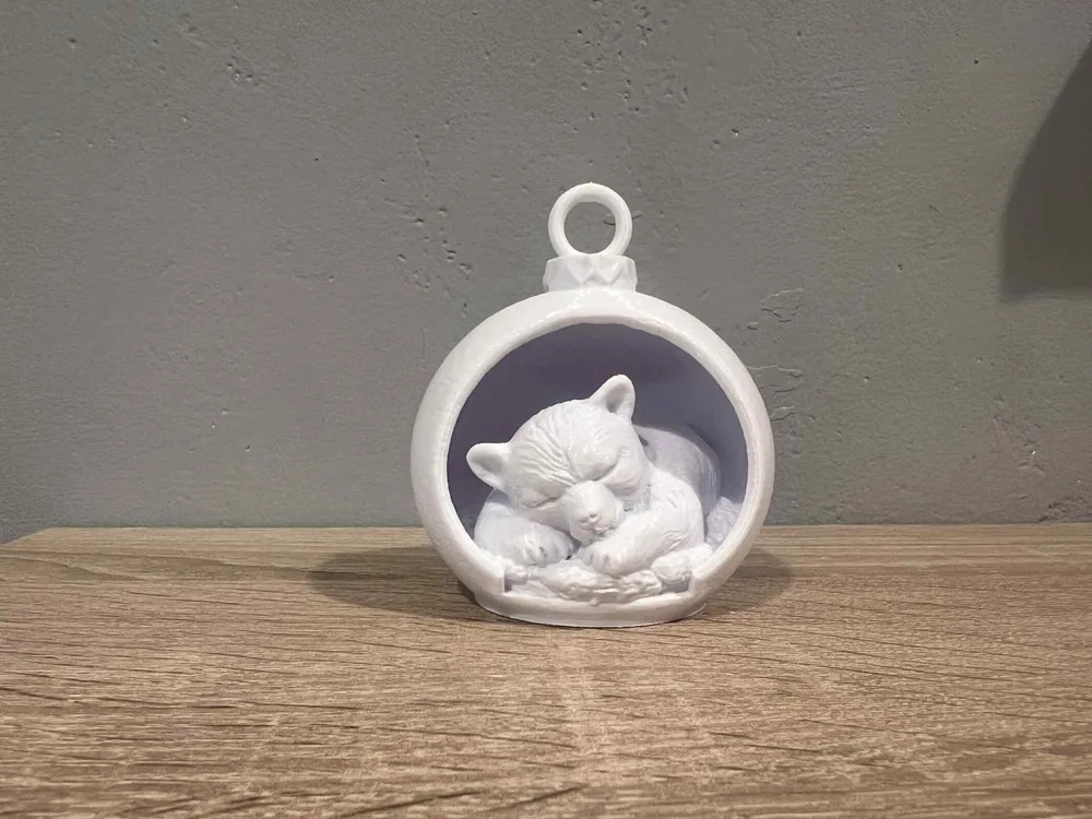 Sweet sleeping Bear in Christmas Bauble. Ornament - Free 3D Print Model ...
