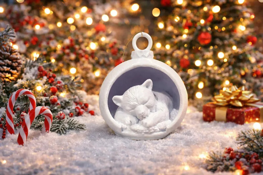 Sweet sleeping Bear in Christmas Bauble. Ornament - Free 3D Print Model ...