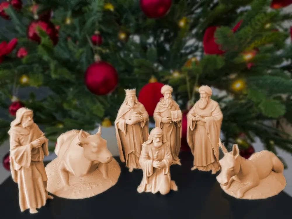 Nativity Scene: Wise Men, Shepherds, and Animals by Bearygreat MakerWorld: Download Free 3D Models