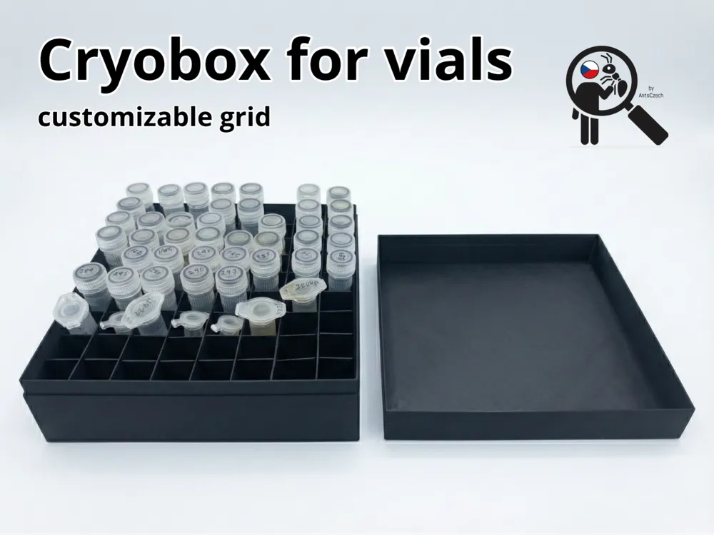 Cryobox for 2 ml, 1.5 ml cryotubes/vials - Free 3D Print Model - MakerWorld