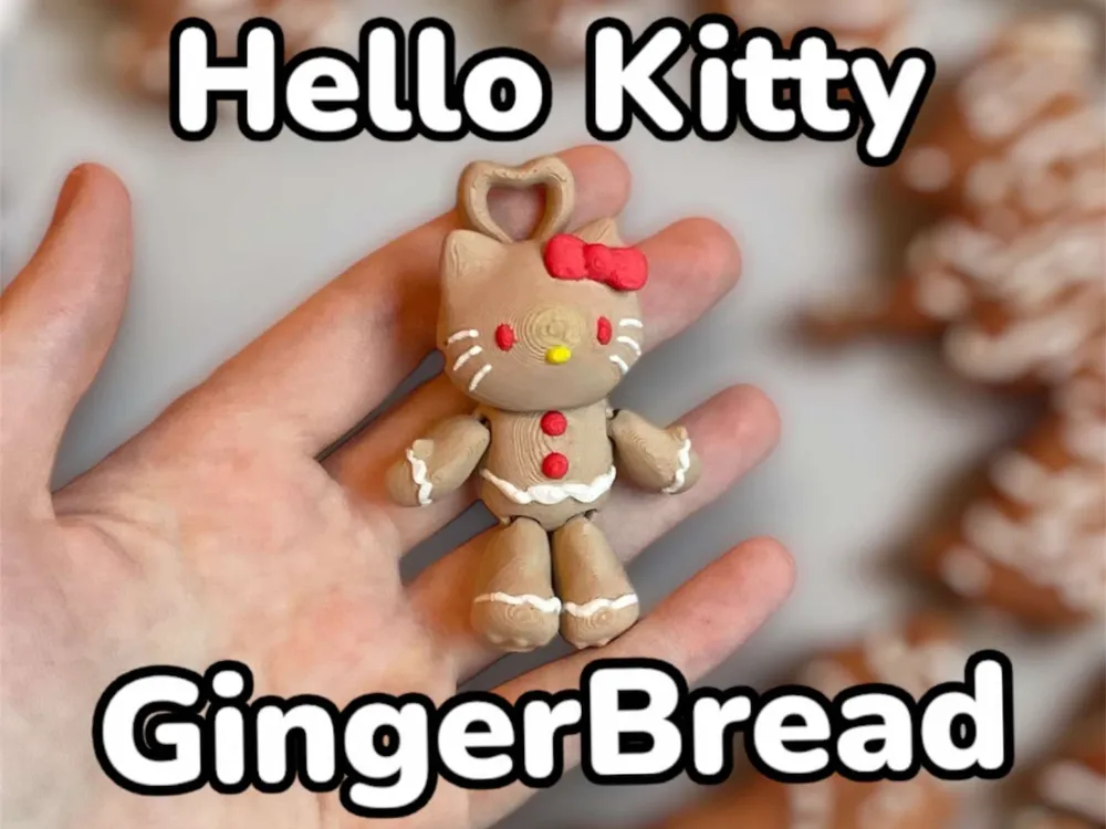 Hello GingerBread Kitty Cute Christmas Flexi by 3DNickNacs - MakerWorld