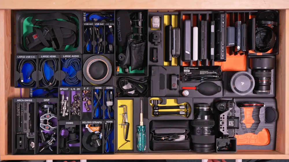 Gridfinity Camera Organization Drawer Project - Free 3D Print Model ...