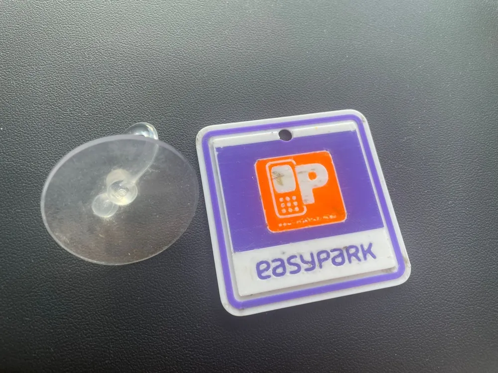 EasyPark sign with hole for suction cup - Free 3D Print Model - MakerWorld