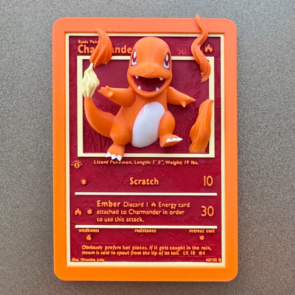 Charmander 3D Printable Pokémon Card; Pokemon TCG - Free 3D Print Model ...