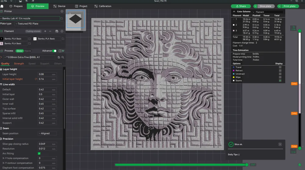 Stone face - HueForge by Think3D - MakerWorld