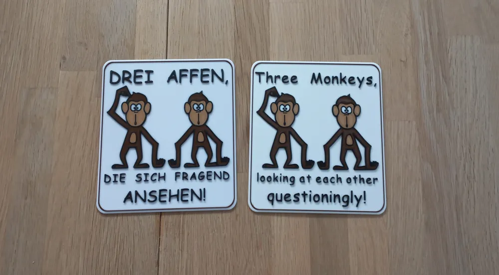 A Funny Monkey Sign - Free 3D Print Model - MakerWorld