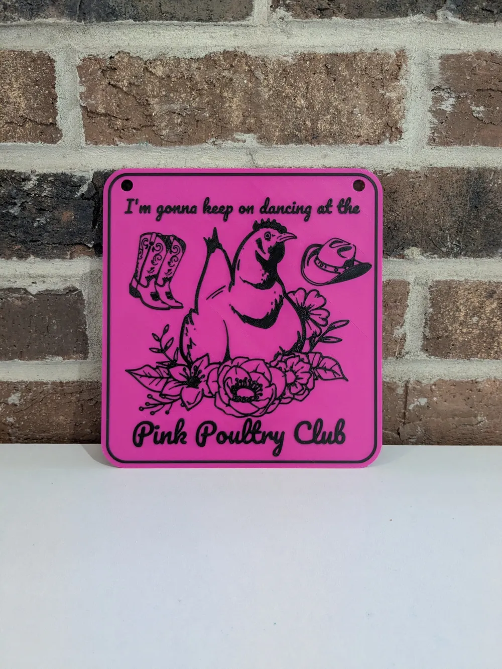 Pink Poultry Club Sign - Free 3D Print Model - MakerWorld