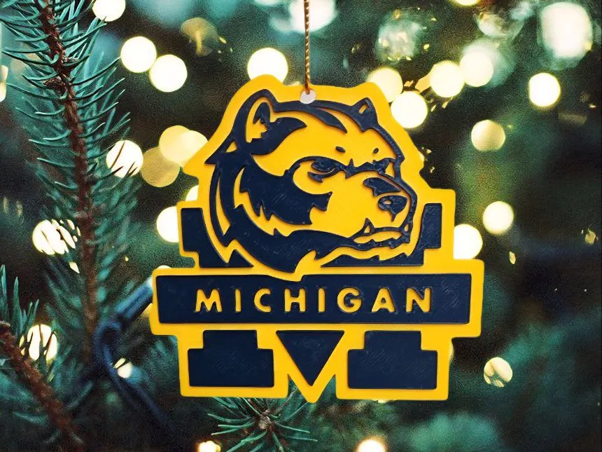 Michigan Wolverines Christmas Ornament - Free 3D Print Model - MakerWorld