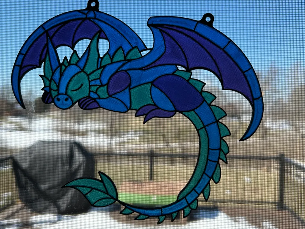 Stained Glass Sleeping Dragon by brimstone326 MakerWorld: Download Free 3D Models