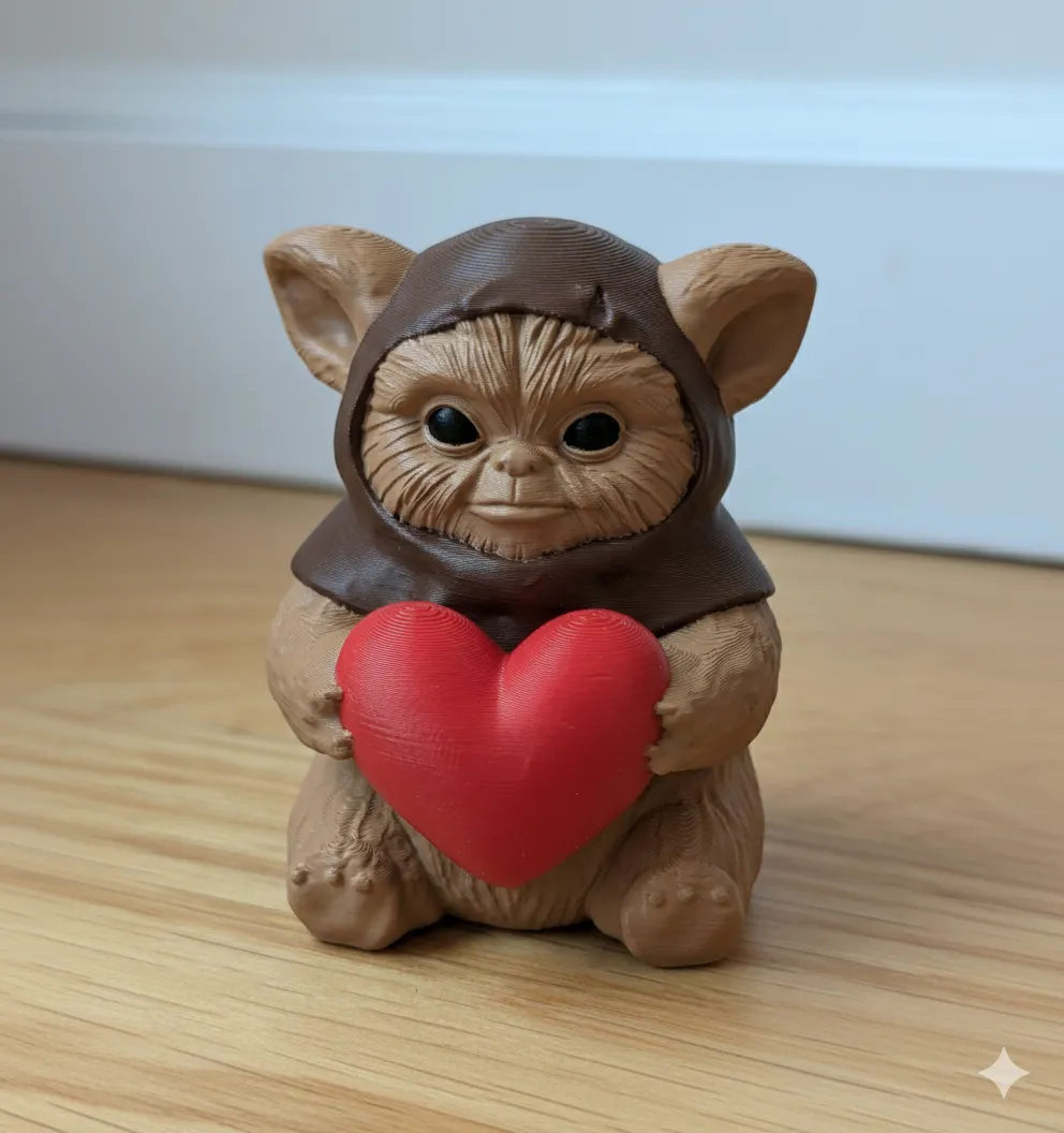 Valentines Day Ewok: Chibi Ewok with a Heart - Free 3D Print Model ...